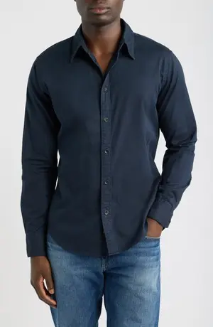 Rag & Bone Tomlin Dobby Stretch Shirt - Navy
