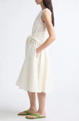 JW Anderson Cloque Cotton Seersucker Fit & Flare Dress