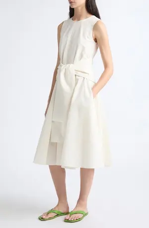 JW Anderson Cloque Cotton Seersucker Fit & Flare Dress
