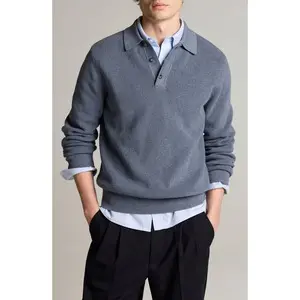 Vince Heirloom Shaker Long Sleeve Polo Sweater - Late Evening