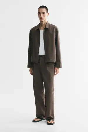 H&M Relaxed-fit Wide-leg Pants - Dark Brown/checked