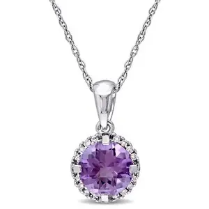JULIANNA B. Diamond Halo Necklace 10k - Amethyst