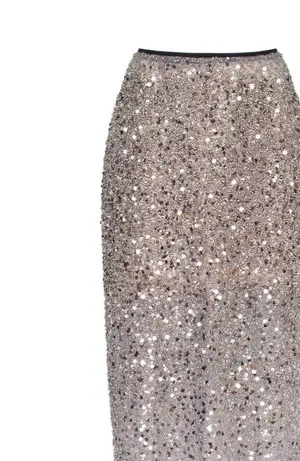 MILLA Fitted Sequin Pencil Maxi Skirt