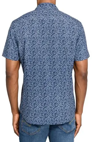 W.R.K Slim Fit Floral Stem Short Sleeve Performance Button-up Shirt