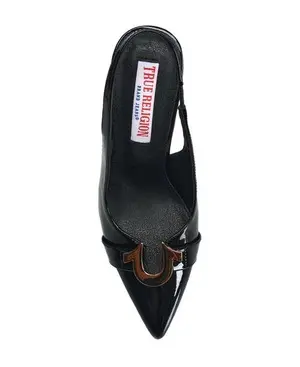 True Religion Slingback Pumps With Metal Horseshoe Hardware - Black