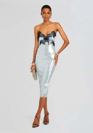 Retrofete Ellen Sequin Lace Midi Dress