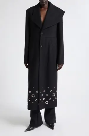 Proenza Schouler Alix Grommet Eyelet Wool Melton Coat
