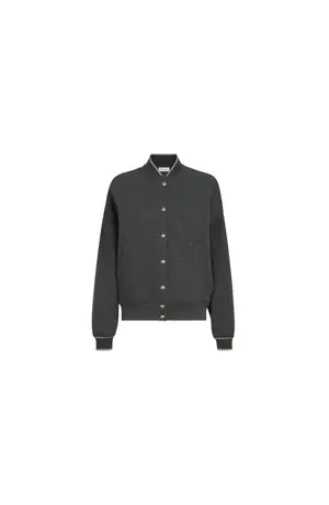 Brunello Cucinelli Techno Cotton And Cashmere Interlock Bomber Jacket - Anthracite