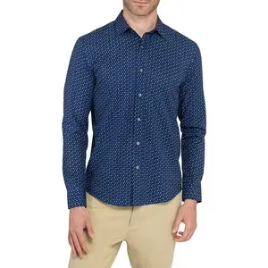 W.R.K Trim Fit Neat Performance Button-up Shirt - Navy