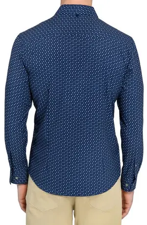 W.R.K Trim Fit Neat Performance Button-up Shirt - Navy