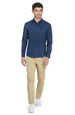 W.R.K Trim Fit Neat Performance Button-up Shirt - Navy