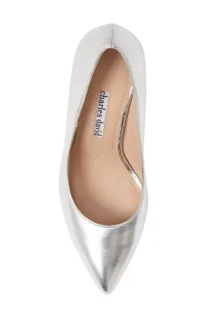 CHARLES DAVID Vibe Pointed Toe Pumps - Silver-ml
