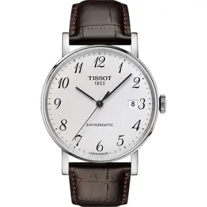 TISSOT Everytime Swissmatic Leather Strap Watch - Brown/silver