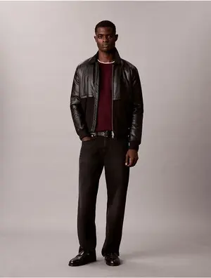 Calvin Klein Smooth Cotton Tipped Crewneck Sweater - Raspberry Truffle