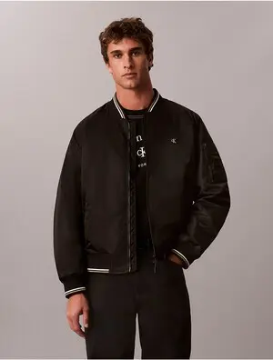 Calvin Klein Nylon Tipped Bomber Jacket - Black