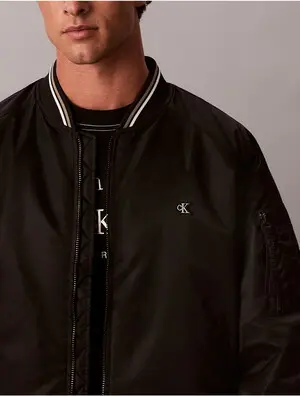 Calvin Klein Nylon Tipped Bomber Jacket - Black
