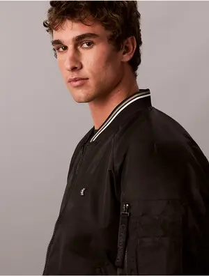 Calvin Klein Nylon Tipped Bomber Jacket - Black