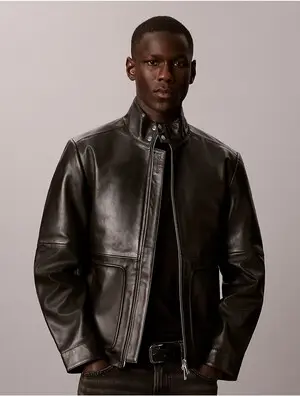 Calvin Klein Lamb Leather Zip Jacket
