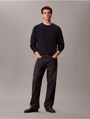 Calvin Klein Textured Cotton Crewneck Sweater - Dark Sapphire