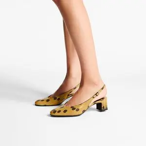 JIMMY CHOO Eyla Slingback 45 Elaphe-printed Leather - Cigar/black
