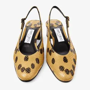 JIMMY CHOO Eyla Slingback 45 Elaphe-printed Leather - Cigar/black