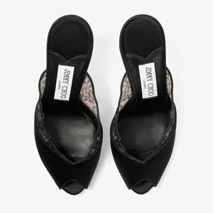 JIMMY CHOO Brigitte Mule 100 Lace And Satin Mules - Black