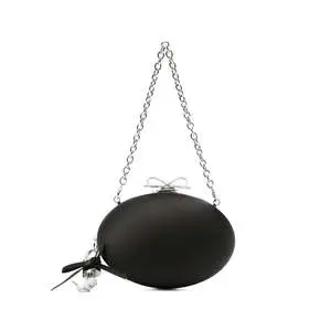 SELF-PORTRAIT Crystal-embellished Bow Clasp Clutch Bag - Black