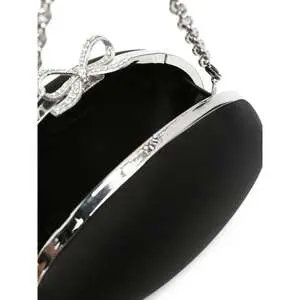 SELF-PORTRAIT Crystal-embellished Bow Clasp Clutch Bag - Black
