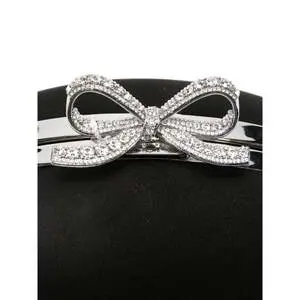 SELF-PORTRAIT Crystal-embellished Bow Clasp Clutch Bag - Black