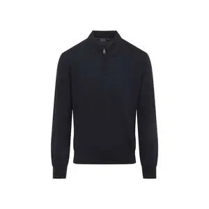 Brioni Long Sleeves Zip Polo - Blue