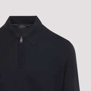 Brioni Long Sleeves Zip Polo - Blue
