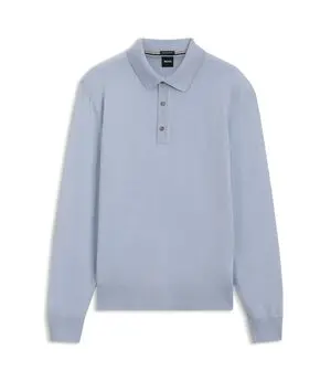 BOSS Merino Wool Polo Sweater - Light Blue