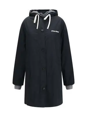 Miu Miu Panama And Fleece Single-breasted Peacoat - Black