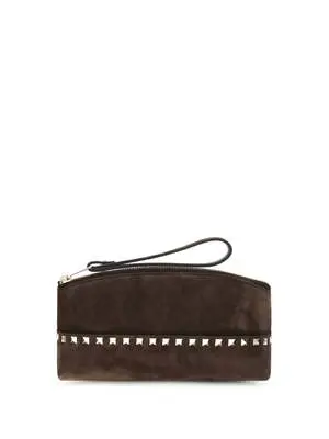 Valentino Garavani Rockstud Suede Pouch - Brown