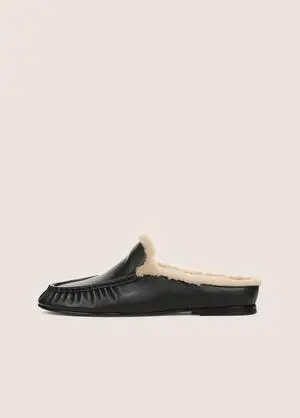 Vince Tevin Shearling Lined Leather Mule - Black