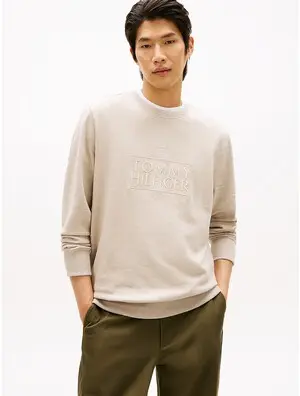 Tommy Hilfiger Embroidered Logo Terry Sweatshirt - Beige