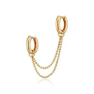 SCREAM PRETTY Gold Classic Double Chain Huggie Earring - Silver