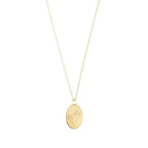 BECKET + QUILL Oval Daisy Charm Necklace - Gold