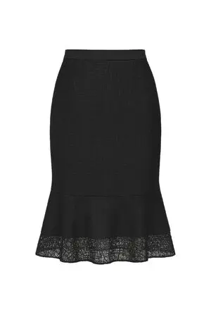 CONQUISTA Textured Pencil Skirt With Lace Flounce Hem