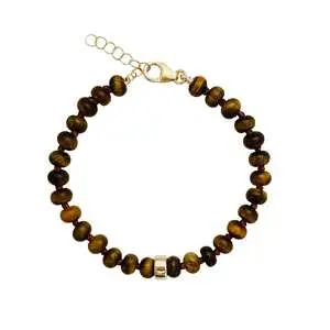 BECKET + QUILL Tiger's Eye Beaded Bracelet - Brown