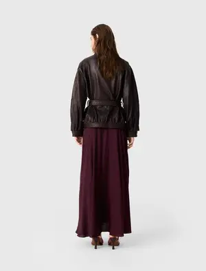 Maje Oversized Leather Jacket With Gold Buttons