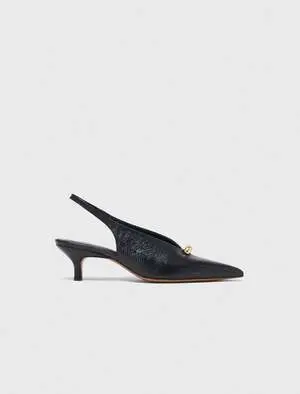 Maje Pointed Embossed Leather Slingbacks