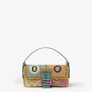 Fendi Baguette® 26424 Multicolor Re Edition Bag With Multicolor Embroidery