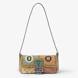 Fendi Baguette® 26424 Multicolor Re Edition Bag With Multicolor Embroidery