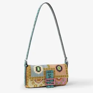 Fendi Baguette® 26424 Multicolor Re Edition Bag With Multicolor Embroidery