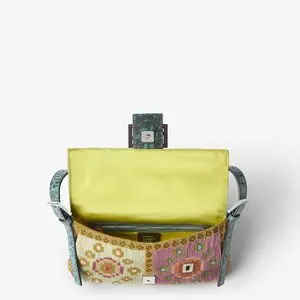Fendi Baguette® 26424 Multicolor Re Edition Bag With Multicolor Embroidery