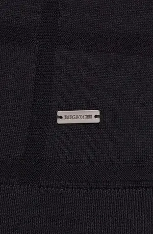 Bugatchi Grid Short Sleeve Cotton & Modal Sweater - Black