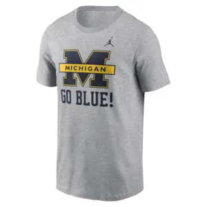 JORDAN Michigan Primetime Logo Mantra College T-shirt - Grey