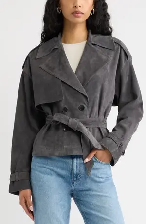OPEN EDIT Suede Trench Jacket