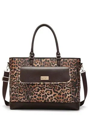 Badgley Mischka Leopard Print Saffiano Faux Leather Weekender Bag - Leopard Lux
